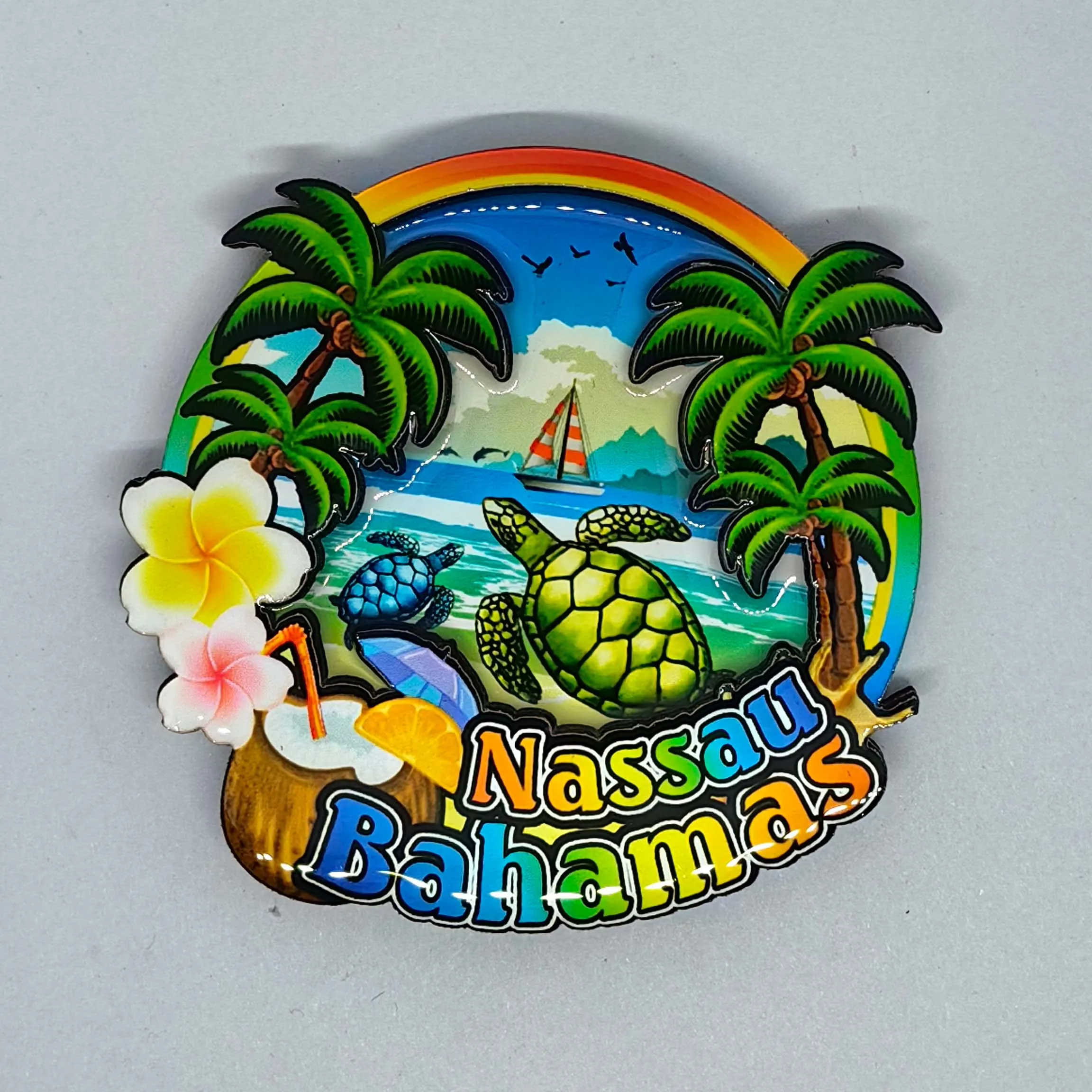 Custom Design Nassau Bahamas Fridge Magnet - Ocean Style