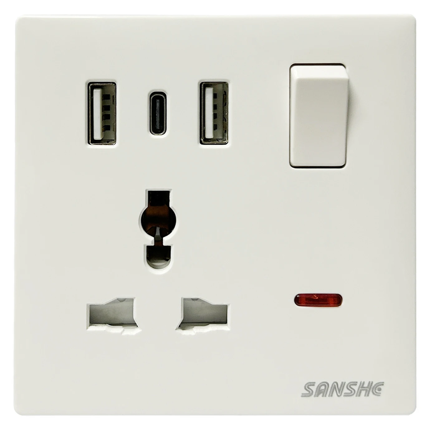 SANSHE SK M0301LU - Versatile Wall Socket with USB-C