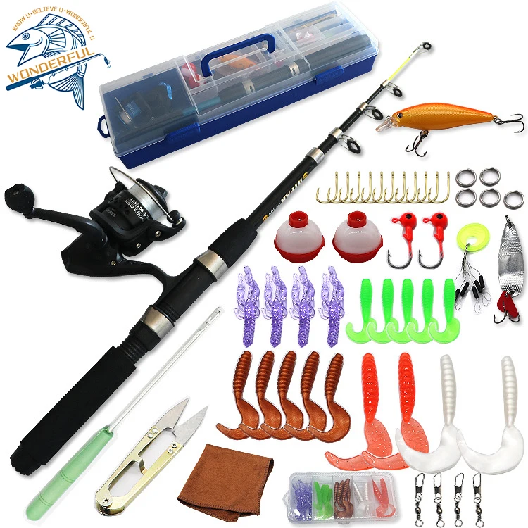 1.5m Telescopic Pole Kids Sea Fishing Lure Spinning Rod Kit With ...