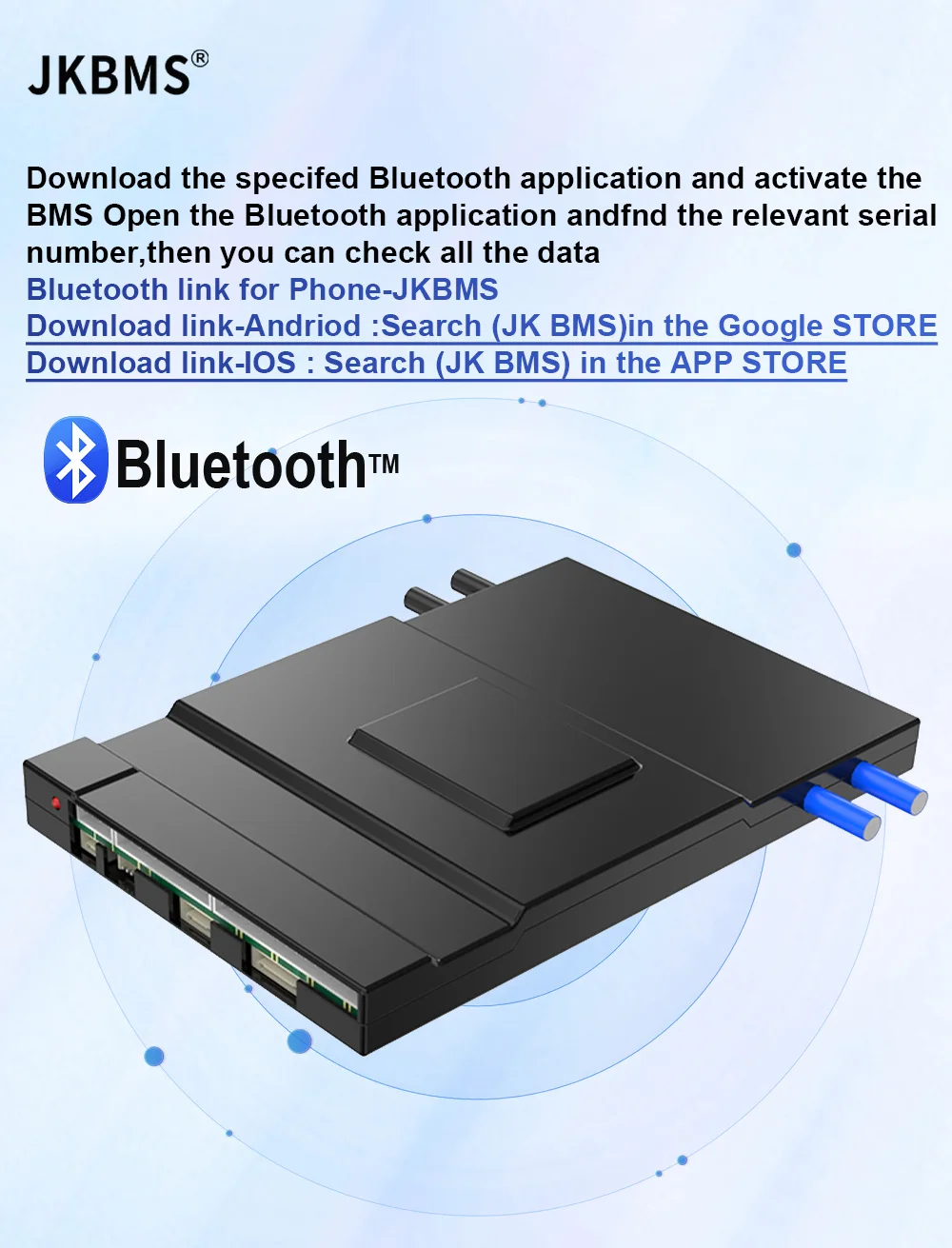 100A 200A Smart BMS Battery Management System JK- BD6A24S10P Storage ...