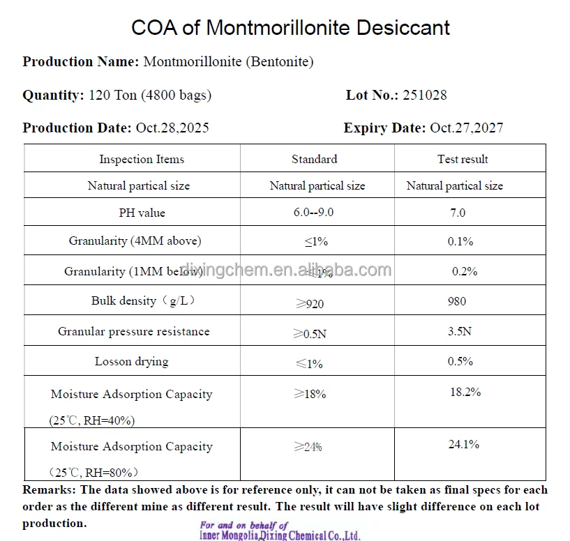 OEM Bentonite Silica Gel Non Toxic 100% Natural Montmorillonite ...