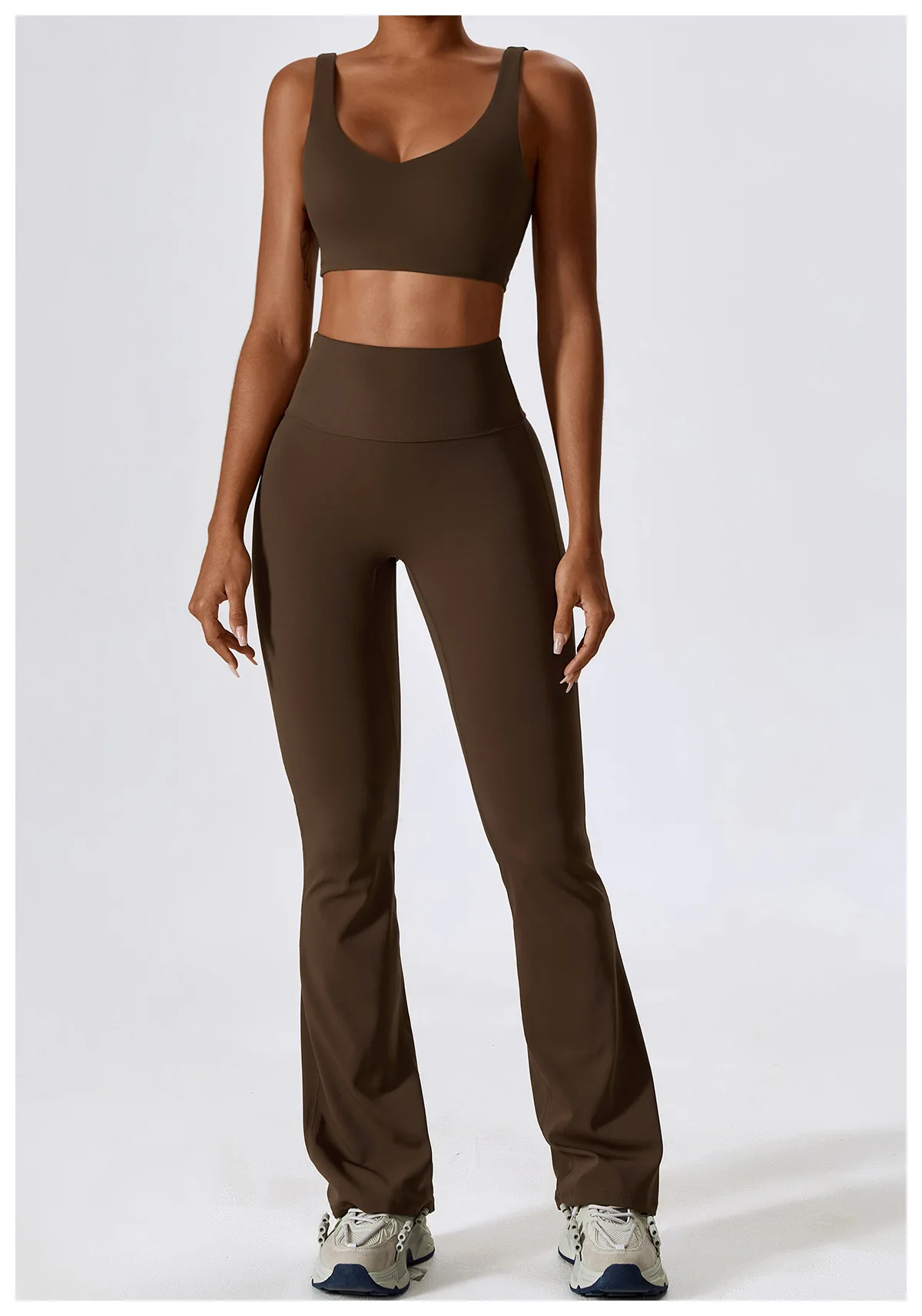 2 Piece Yoga Pants Sets - V Shaped Backless Active Wear