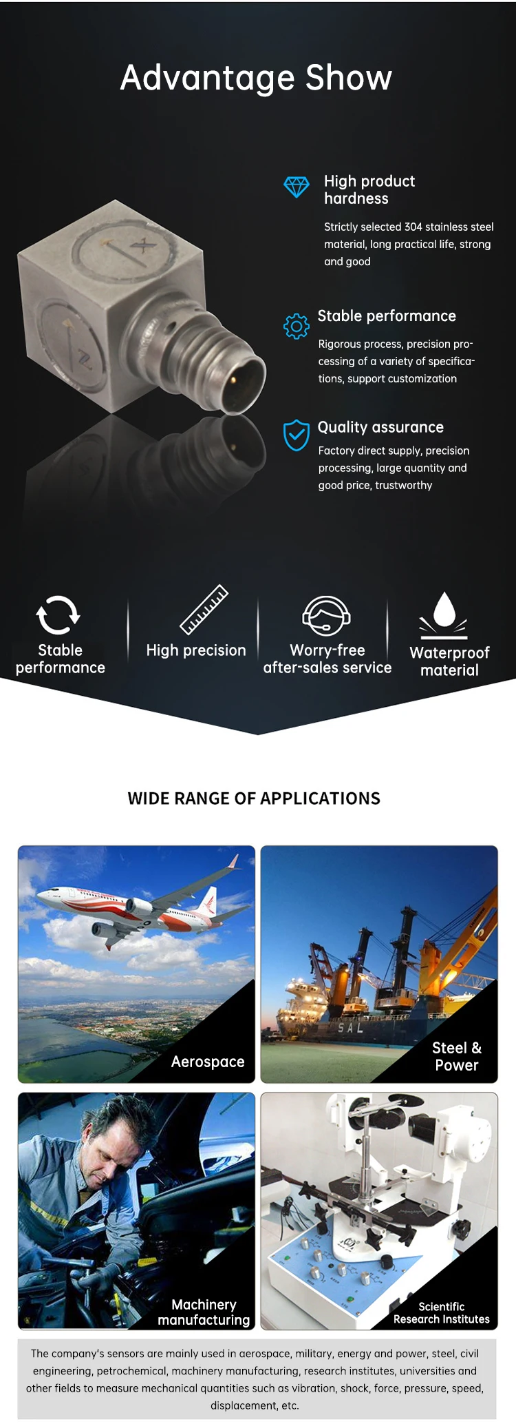 Miniature Lightweight M5 Output IEPE Modal Vibration Shock Single-axis ...