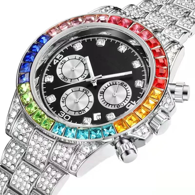 OEM Color Diamond Men's Watch Full Diamond Watch Men's and Women's ...