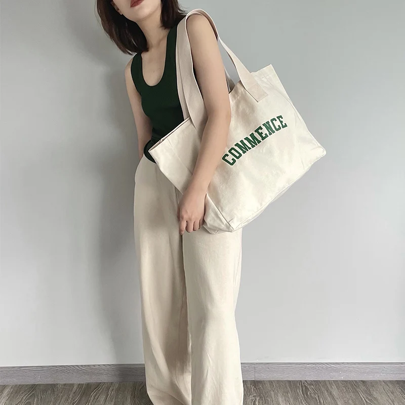 Natural Extra Large Canvas Tote Bag With Logo Printing For Shopping ...