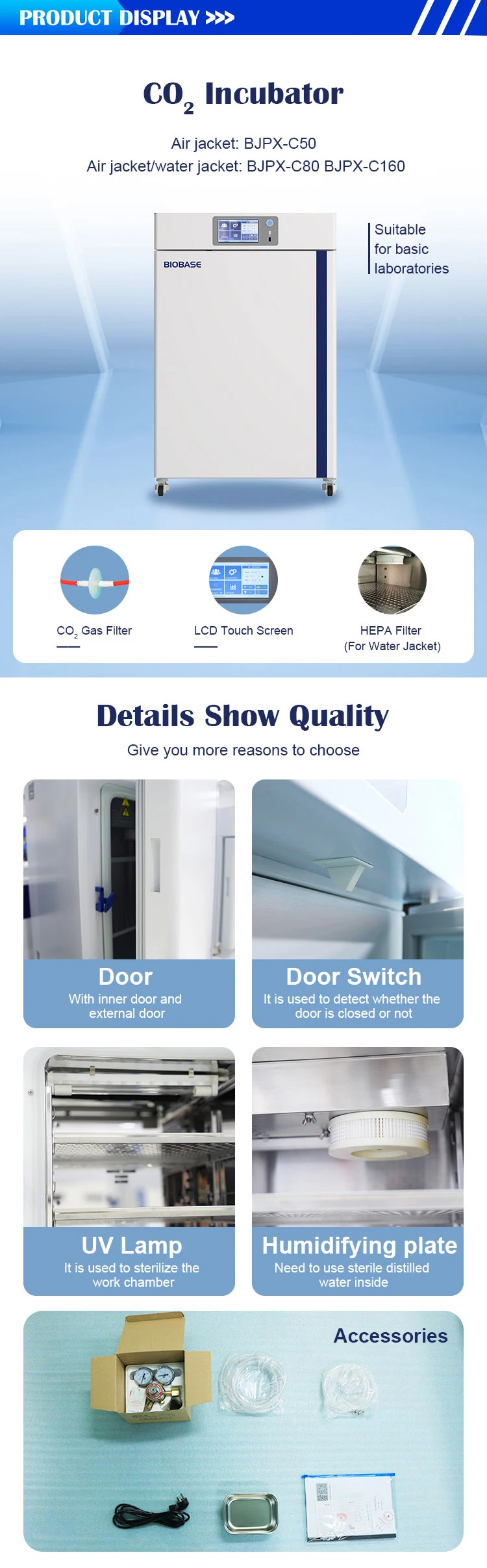 Biobase Cell Culture Co2 Carbon Dioxide Incubator Manufactures Bjpx-c50 ...
