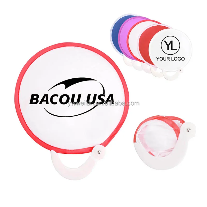 Personalized Round Nylon Folding Hand Fan - Portable & Custom OEM