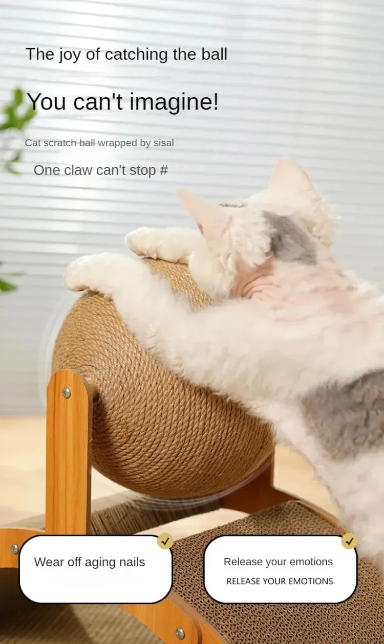 Classic Toy Cat Scratcher Board Sisal Rope Ball Kitten Paws Pet ...
