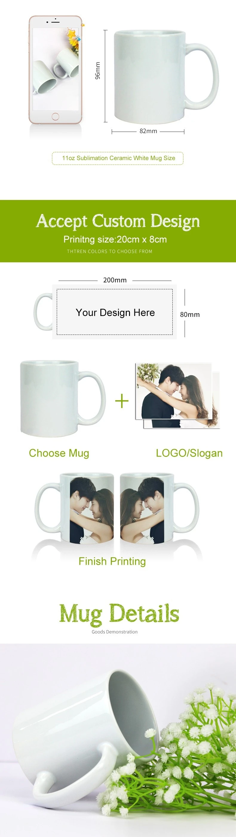 White Sublimation 11 Oz Mug Ceramic White Box Dimensions Inside And ...