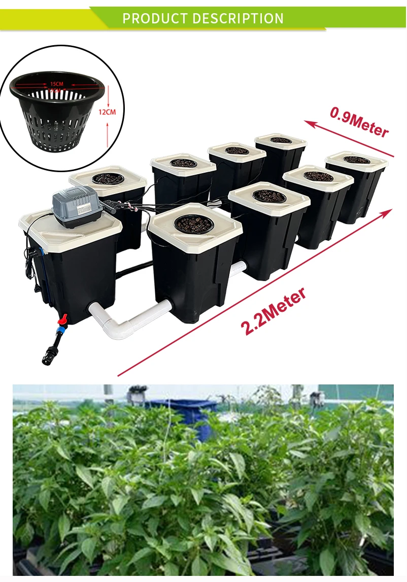 RDWC 8 Buckets 27L Recirculating Hydroponic System air Pump and Cycle Pump Clone Bucket ...