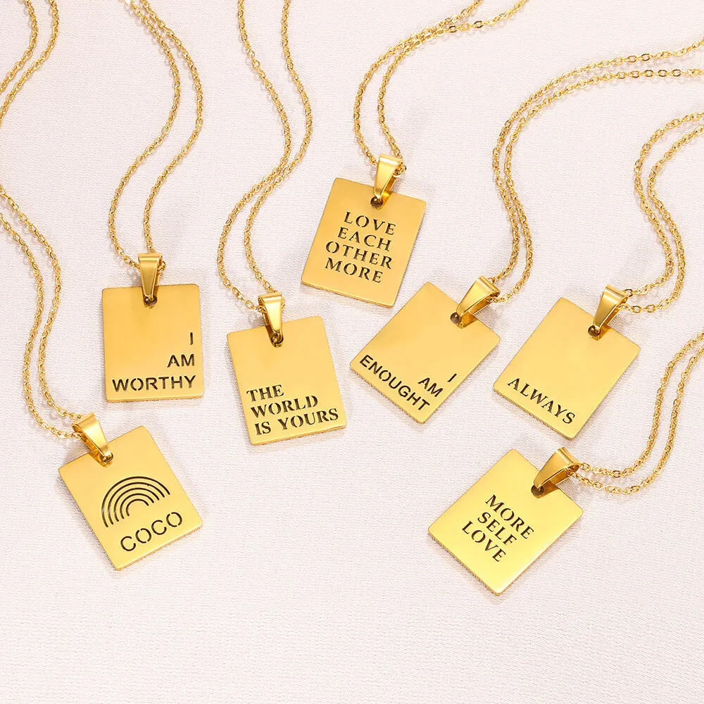 Simple Letter Design Pendant Glossy Stainless Steel Gold Plating Cross ...