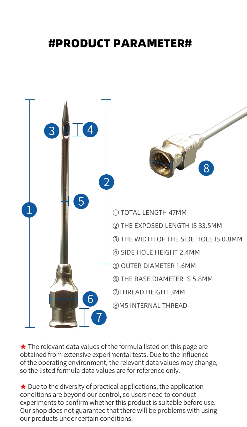 Cheapest M5 Internal Thread Side Hole Needle Dispenser Syringe Needle