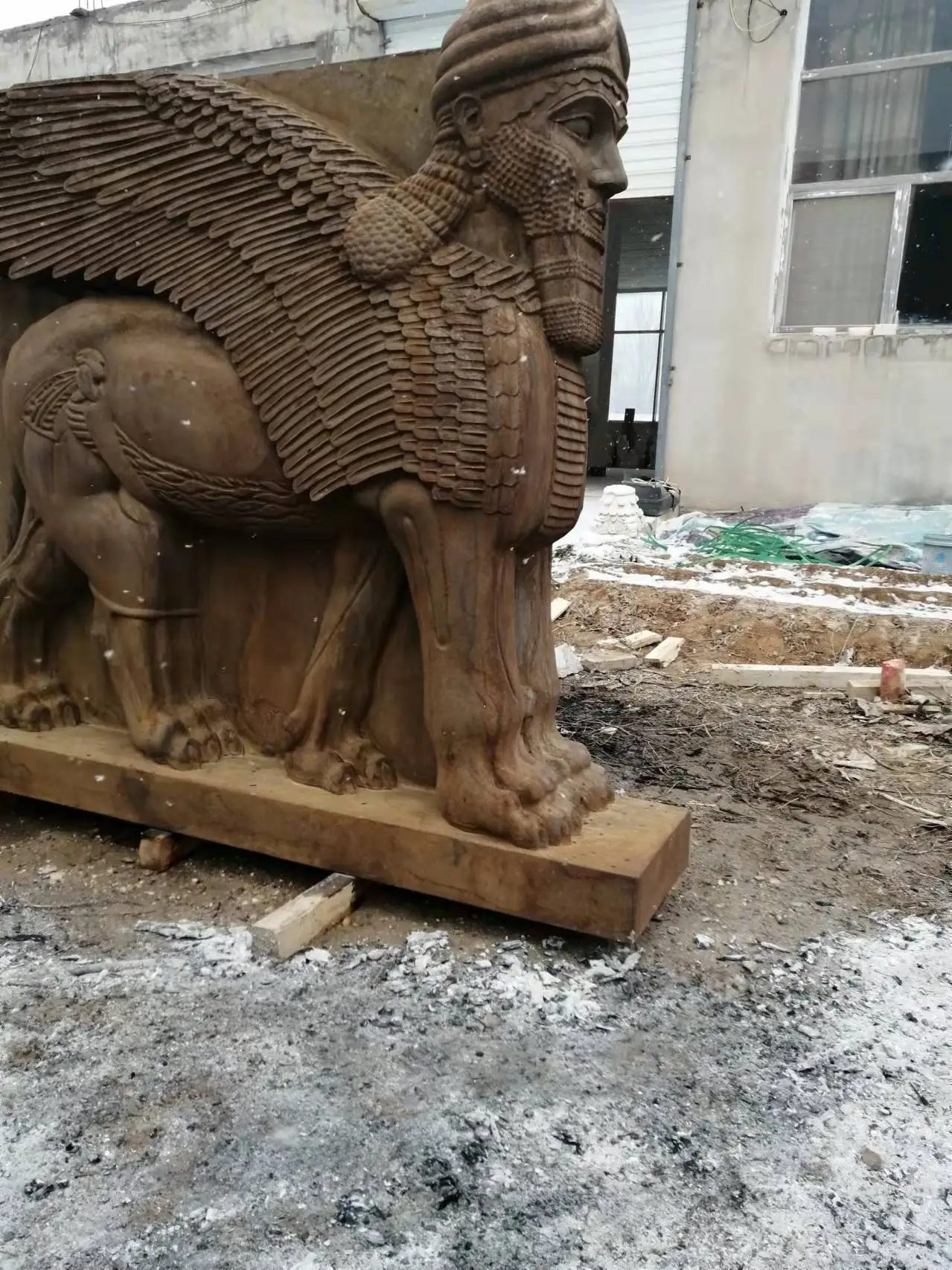 Assyrian Bull Statue - Natural Marble Stone Babylon Sculpture