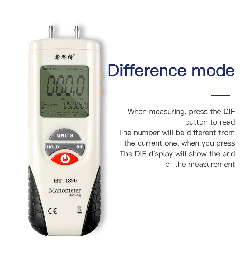 Manometer Pressure Meter 11 Selectable Units Differential Pressure ...