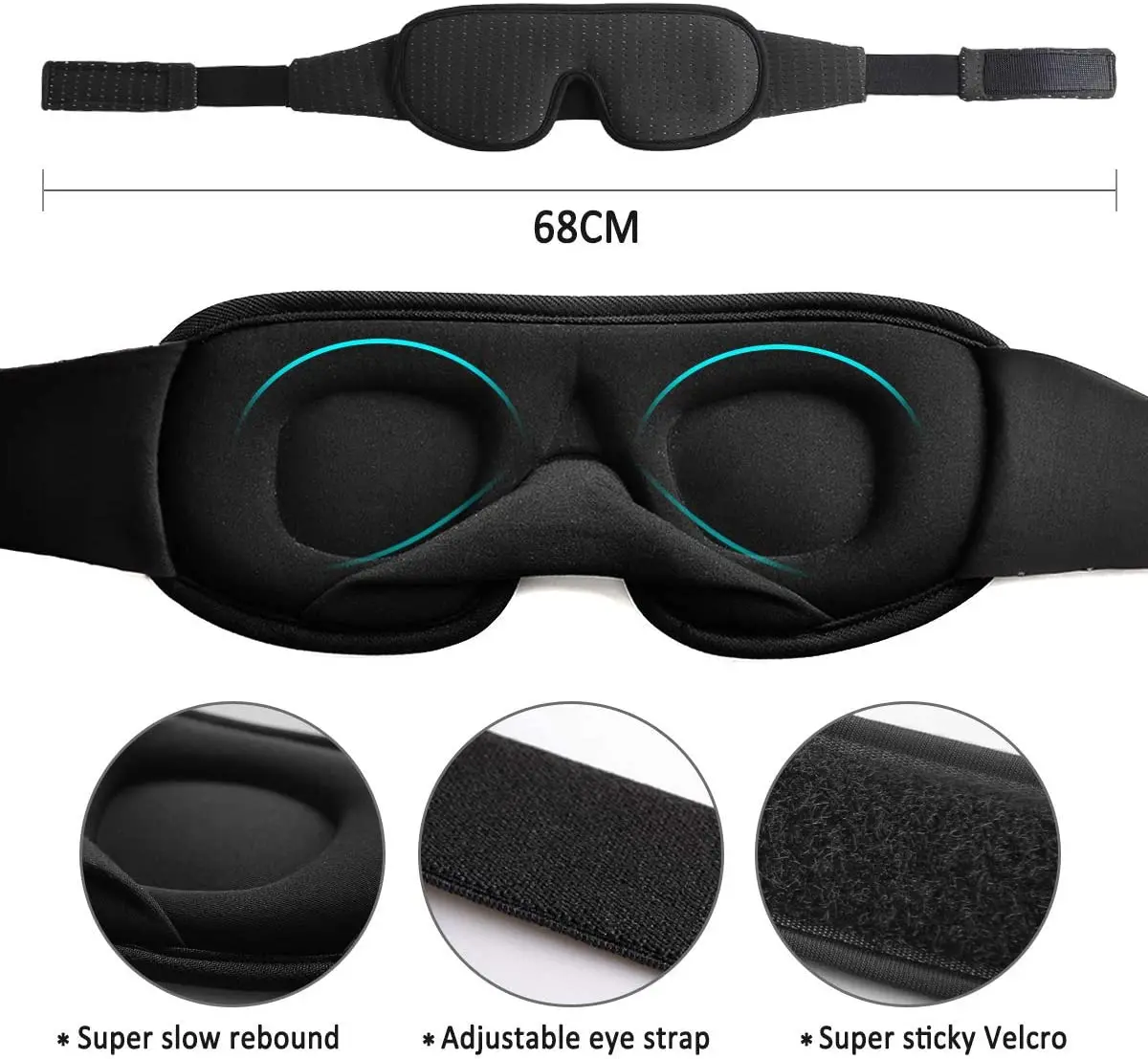 Sleep Eye Cover 3d Contoured Eye Mask No Eye Pressure Blocking Light ...