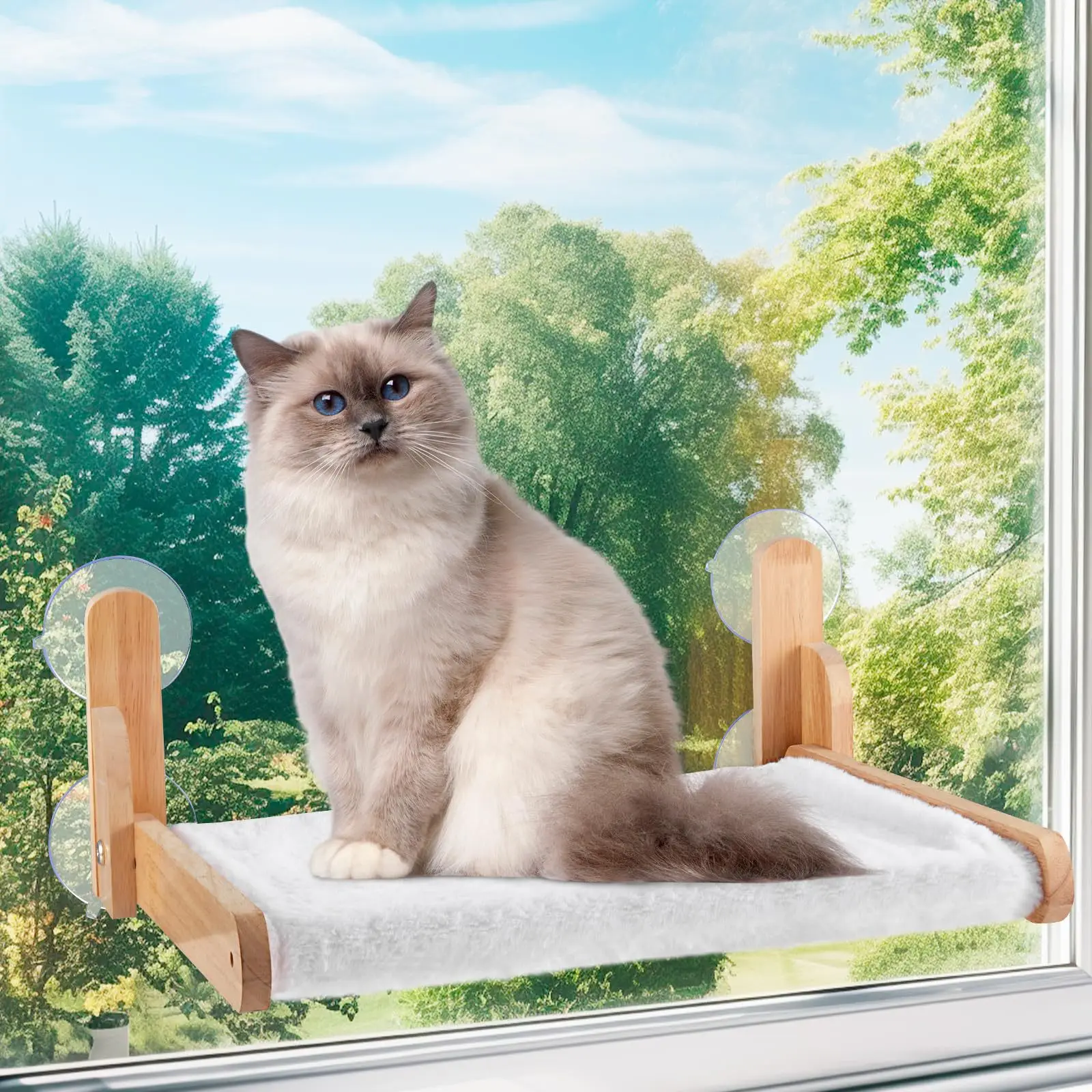 Foldable Cat Hammock For Large Cats With 4 Strong Suction Cups And Wall ...