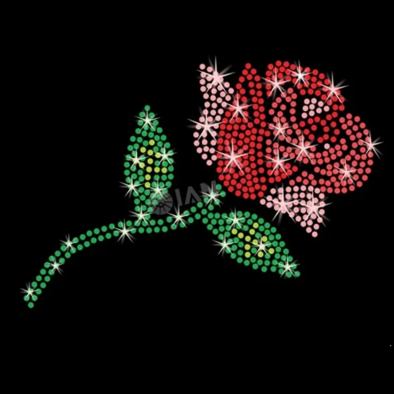 Ready To Ship Custom Flower Rhinestones Transfer Rose Motif Hotfix ...