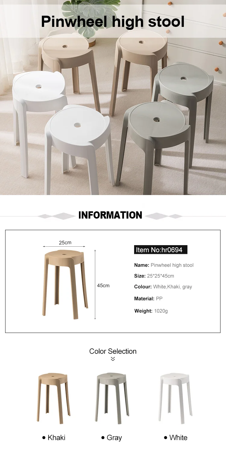 Stackable Plastic Stools - Modern, Waterproof, and Versatile