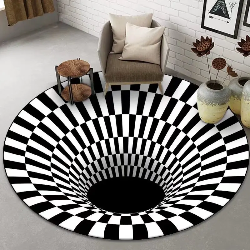 Alibaba.com: Black and White 3D Carpet Vortex Illusion Rug Modern ...