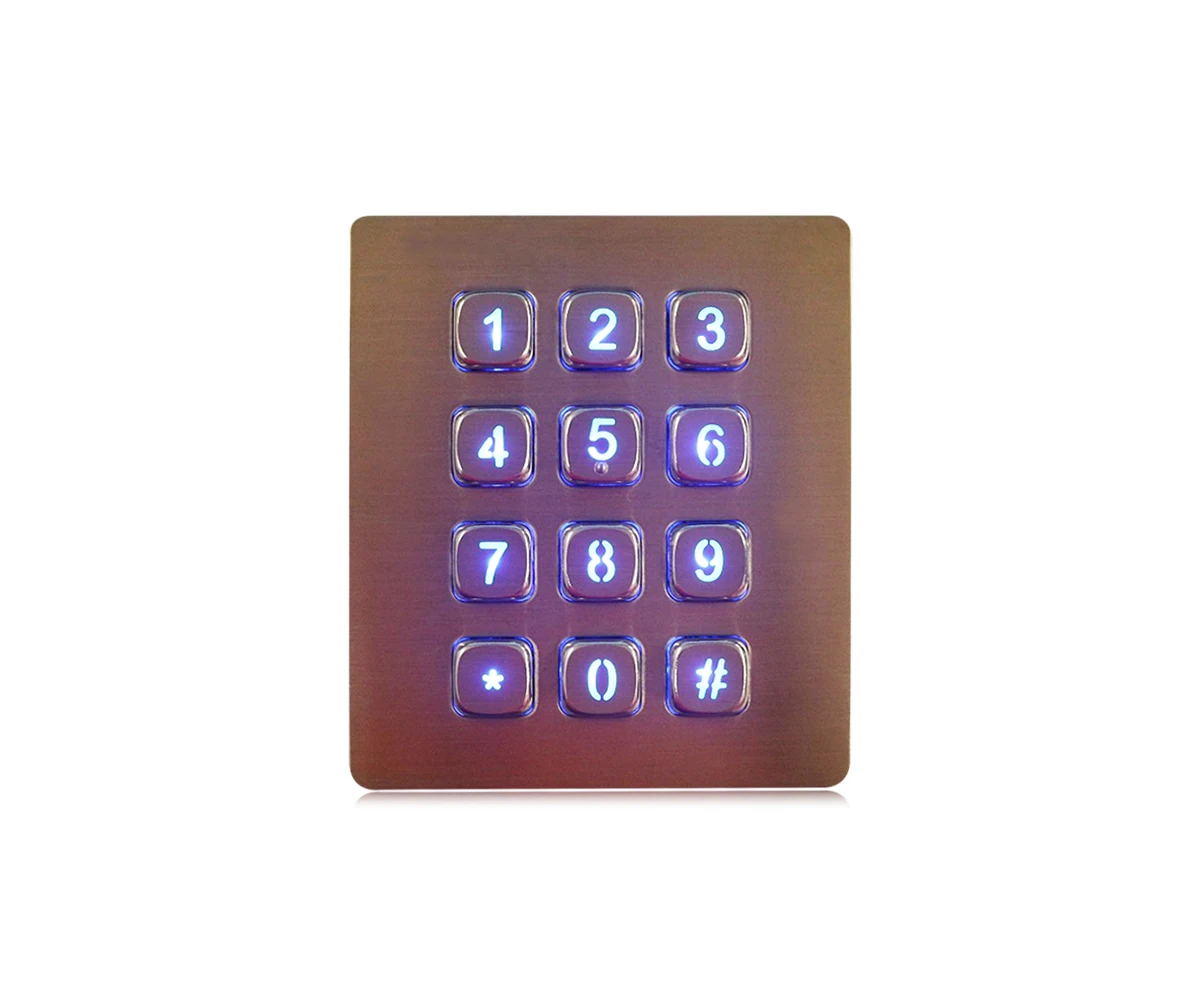 Kiosk Backlit Numeric Metal Keypad 4x3 12 Keys Rugged Stainless Steel ...