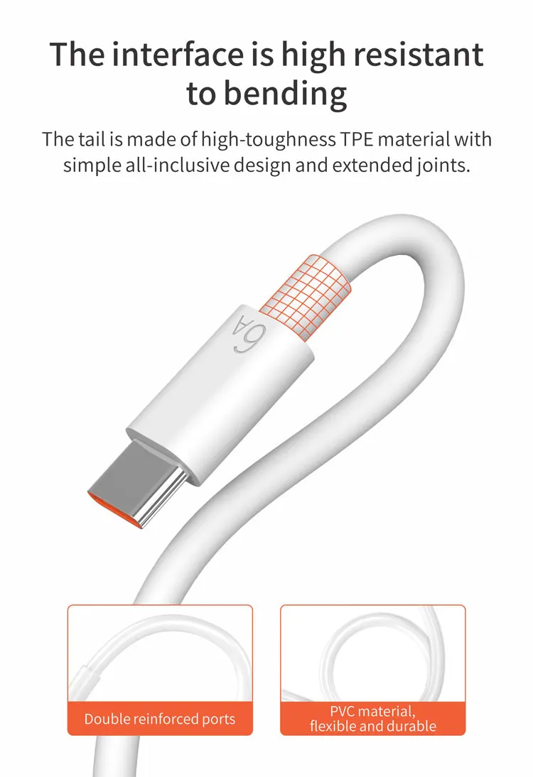6A Fast Charging USB-C Cable for Xiaomi Mi 12 & Redmi 6A