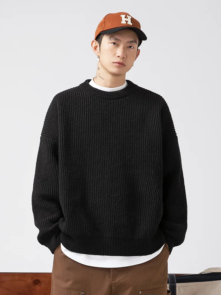 Men's Heavyweight Polyester Basic Model Sweater Autumn Winter Thick ...