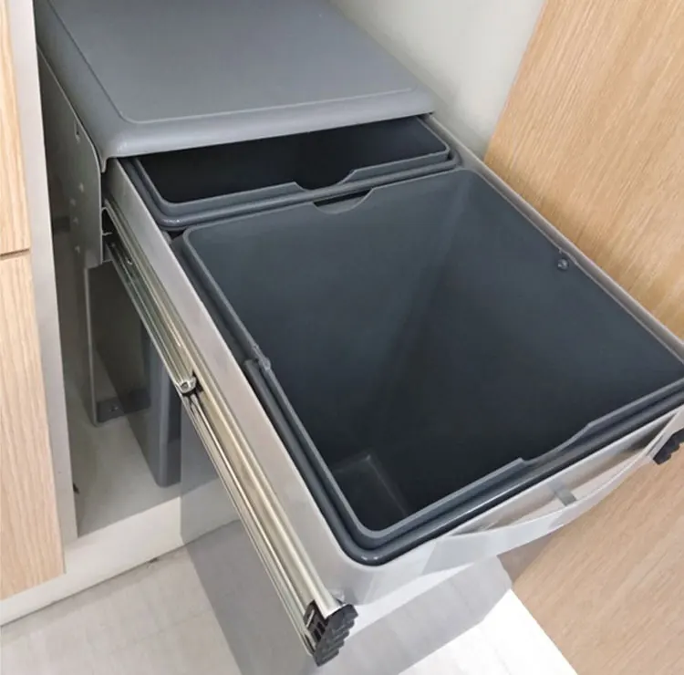 20l Plastic Recycle Dustbin Kitchen Cabinet Built In Waste Bin Trash ...