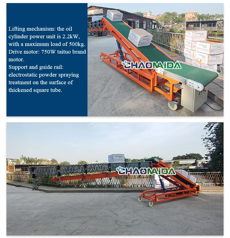 Portable Telescopic Conveyor System for Container Load and /unload Motor Driven Loading Belt ...