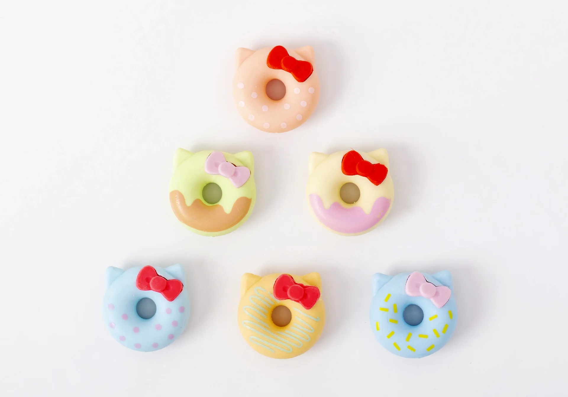 Cute Kawaii Creative Bow Cat Donut Eraser Shape School Kids Eraser Set ...