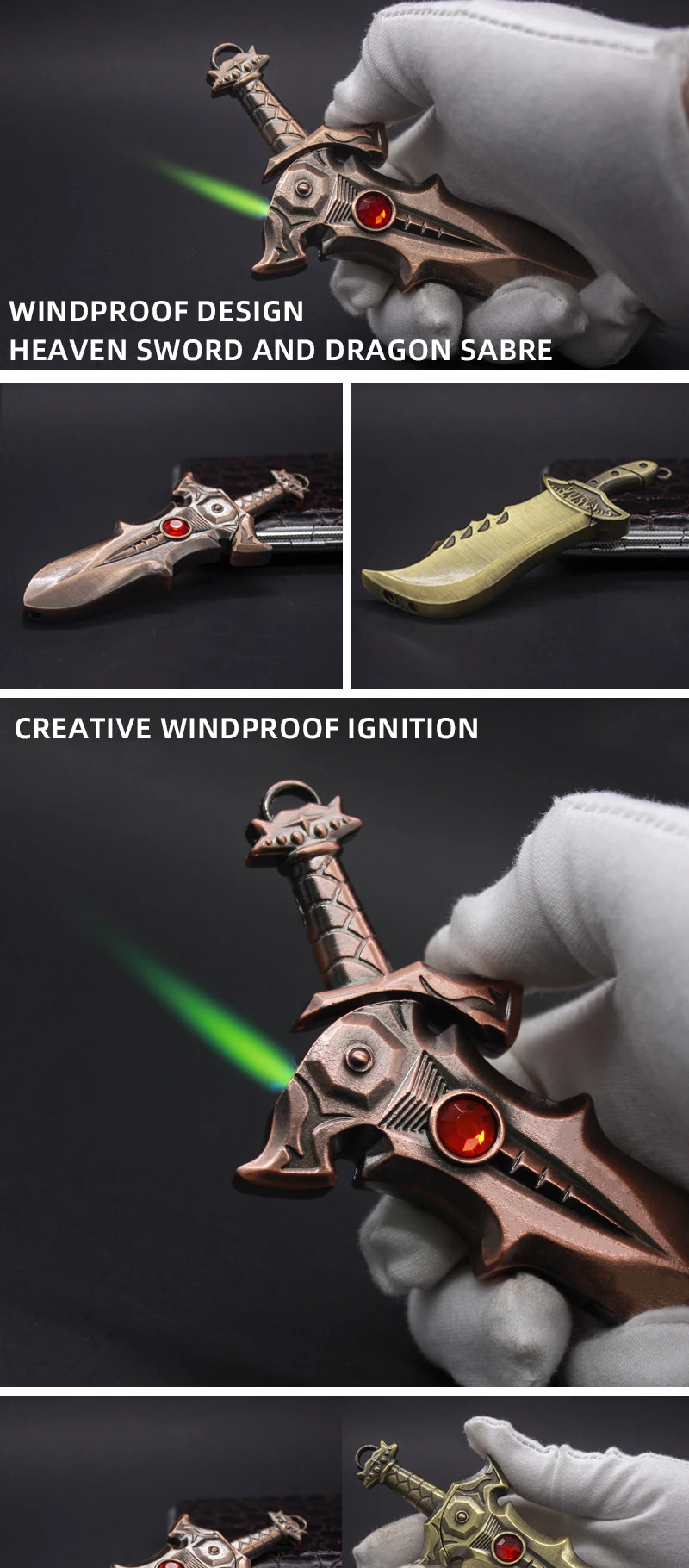 Creative Green Flame Metal Model Group Hao Yitian Sword Slaughter ...
