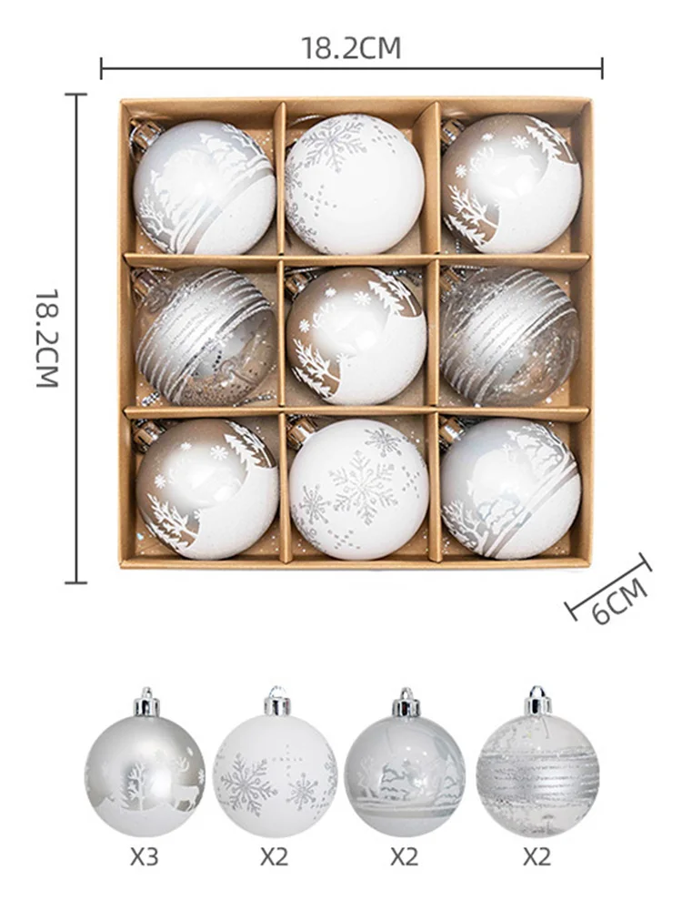 Eaglegifts Christmas Ball Gift Box 6cm/9pcs Navidad Ornament Sphere Set ...