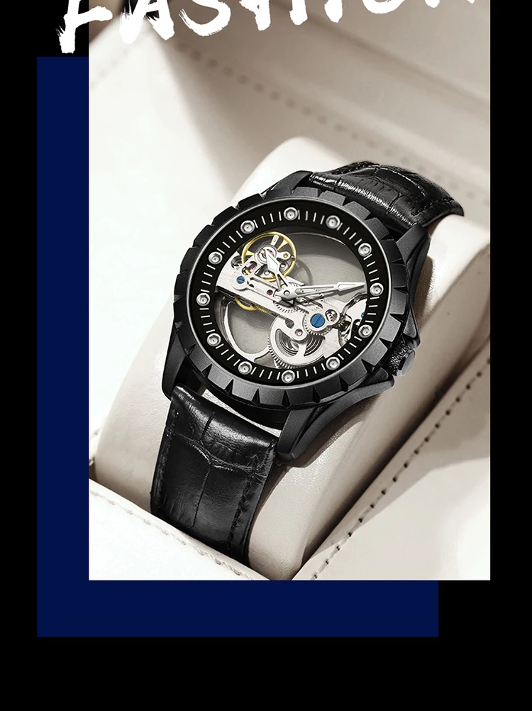 New Custom Transparent Watch Fully Automatic Hollow Flywheel Wristwatch ...