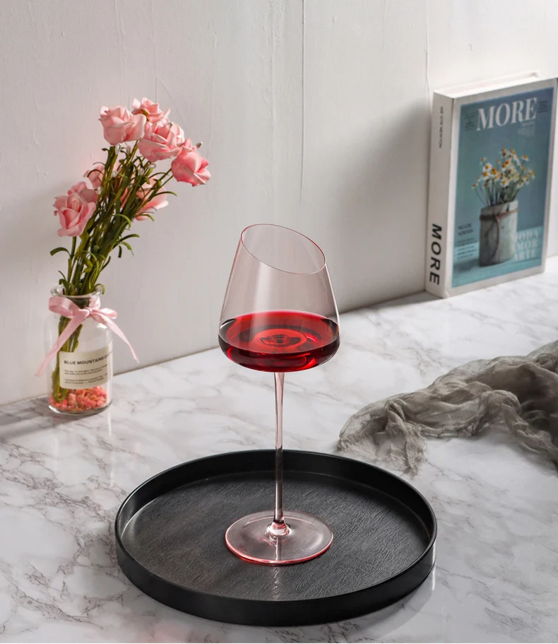 Large Red Wine Glasses - Elegant Slanted Rim Design
