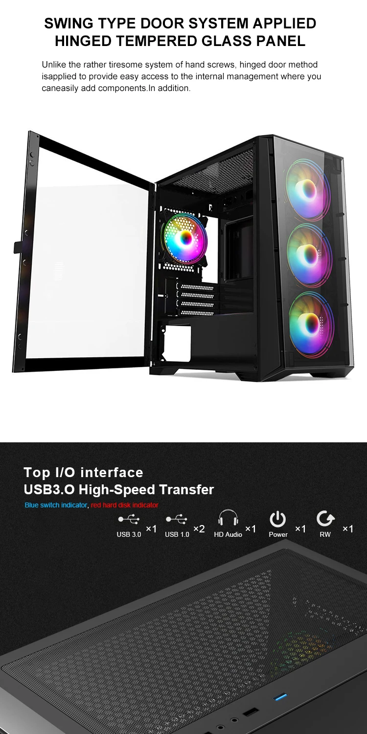 High Quality Pc Case Gaming Pc Cabinet Gaming Computer Case With Rgb ...