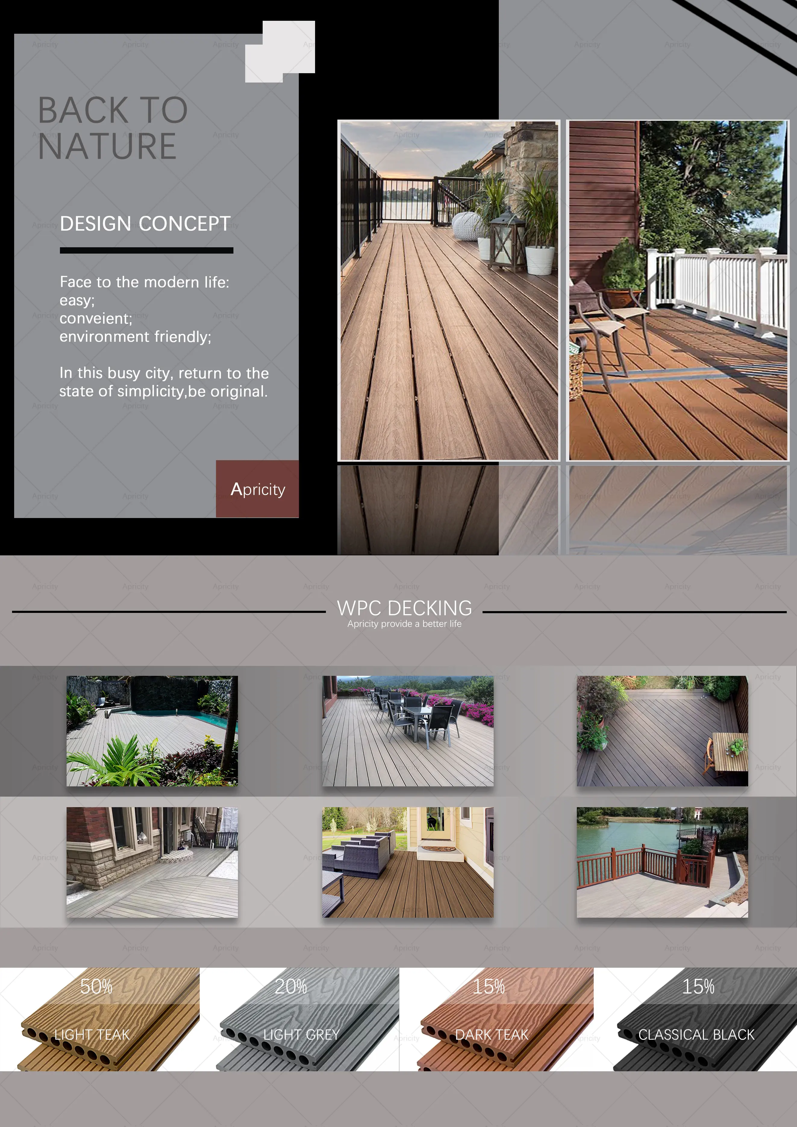 Planks Texture WPC Deck WPC Joist Decking WPC Floor Decking Sheet ...