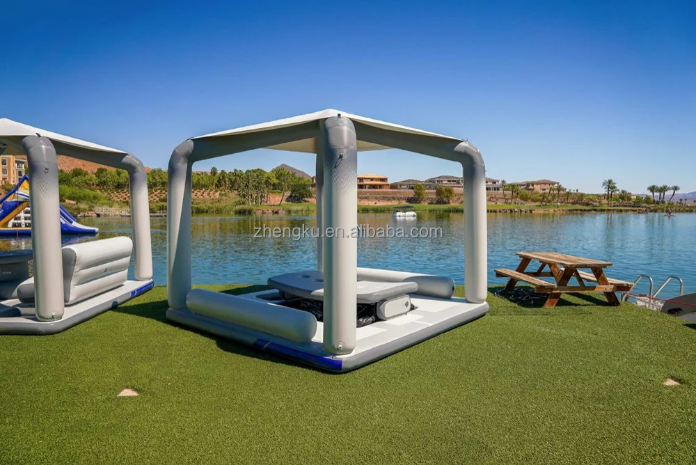 Customized Lake Floating Dock Platform With Table, Inflatable Floating ...