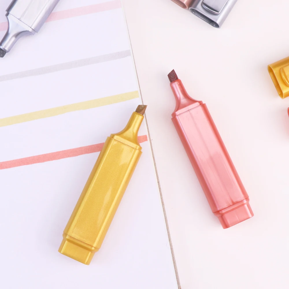 Factory Produced 4 Colors Subtle Glitter Highlighters Markers Metallic ...