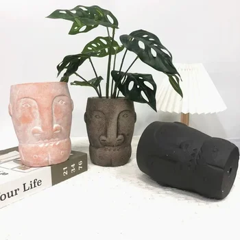 Modern Abstract Face Flower Pot Planter Pots Concrete Home Decoration ...