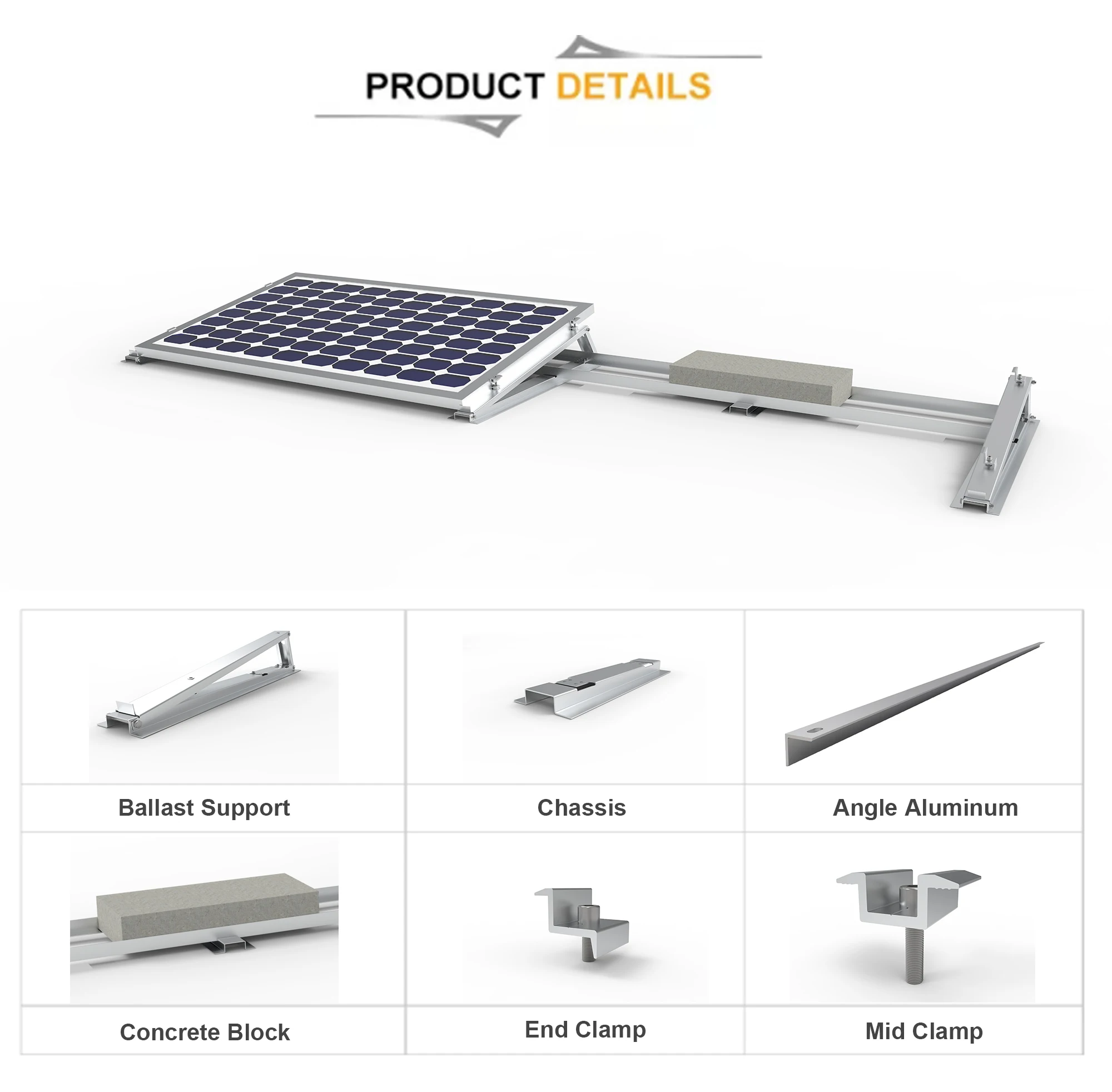 Angels Solar Flat Roof Mounts for PV Modules Roof Rack Bracket Flat ...