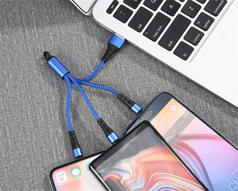 2023 Novel Design 3 In 1 Usb Cable In Mobile Phone Fast Charging Nylon ...