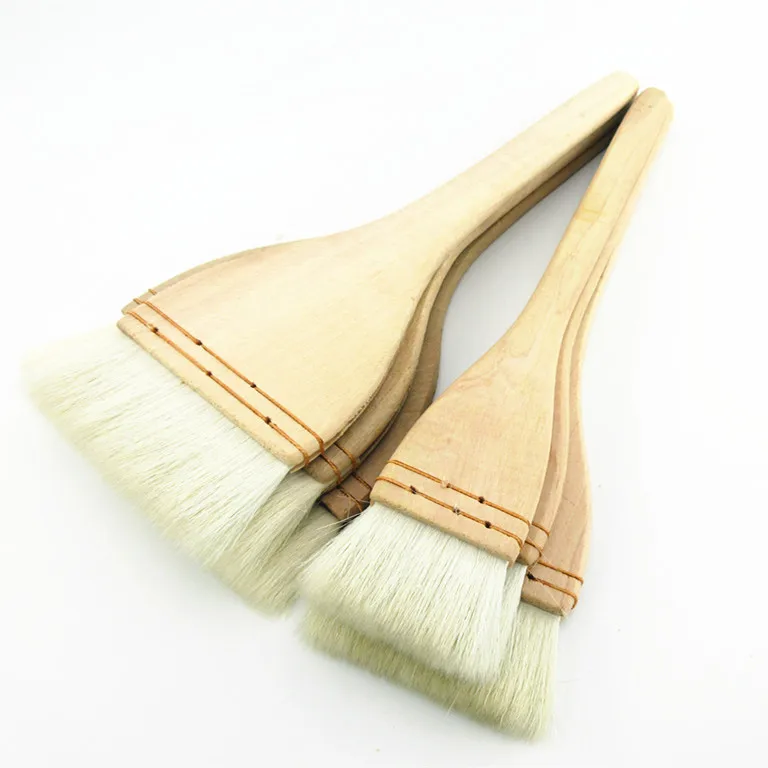 Bvew Art Wool Artist Flat Paint Brushes Set, Wooden Handle Soft Wash ...