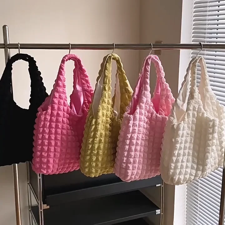 2024 Custom Plain Puffer Bubble Shoulder Handbag Tote Bags Trendy ...