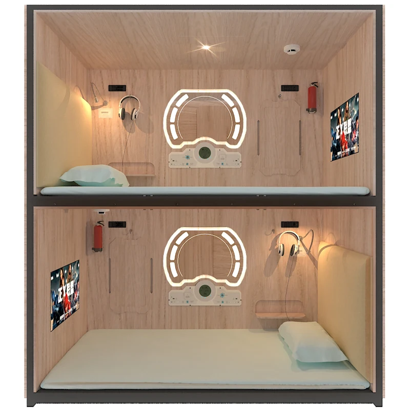 Luxurious Wooden Bedroom Double Capsule Bed for Hotels
