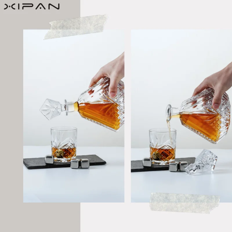 Xipan Elegant Luxury Retro Whiskey Bottle Decanter Wine Glass Gift Box ...