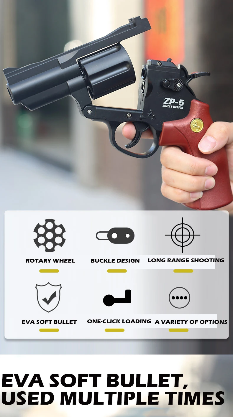 Hot Safety Material Shooting Gun With Soft Bullets Revolver Plastic ...