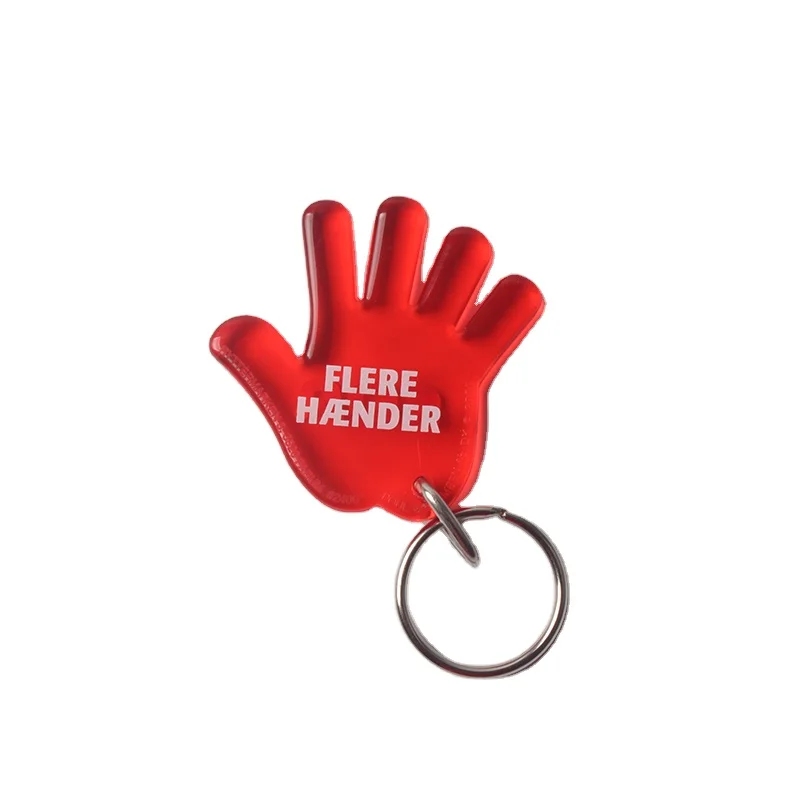 Clear Plastic Acrylic Keychains Hand Shape Keyring In Red Metal Iron ...