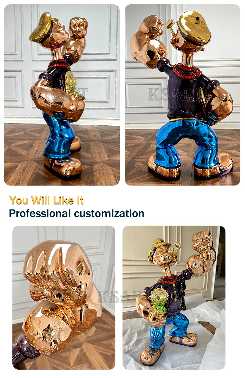Wholesale Custom Plated Silver Popeye Statue Pop Art Store Home Decor ...