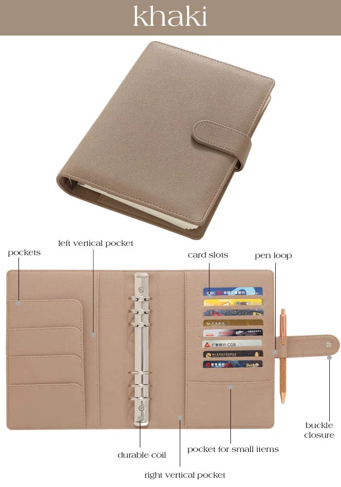 Customizable A5 Litchi Leather Binder for Daily Planning