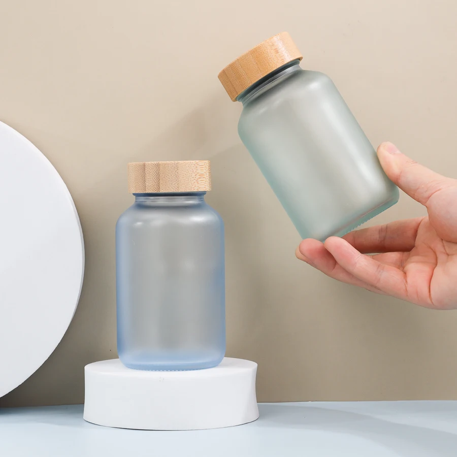 Wholesale Wide Mouth Frost Glass Capsule Glass Bottle Frosted Glass ...