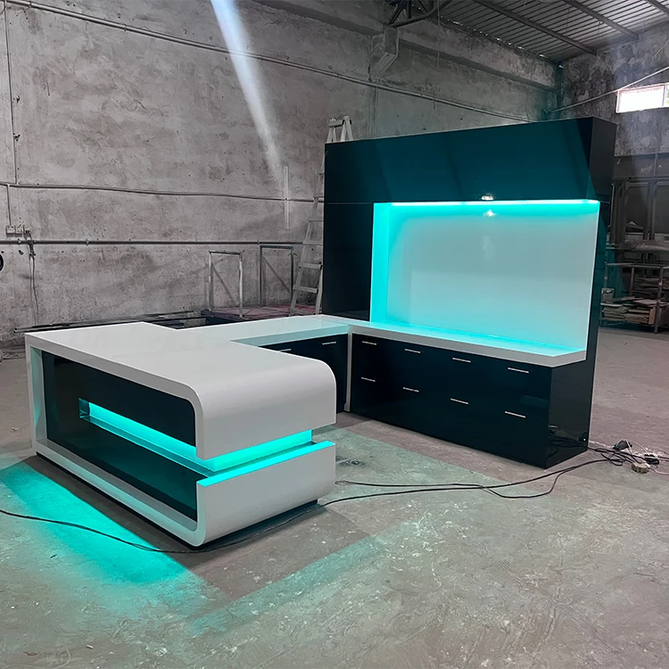 L Shape Modern Office Table Photos Baking Furniture Executive Office ...